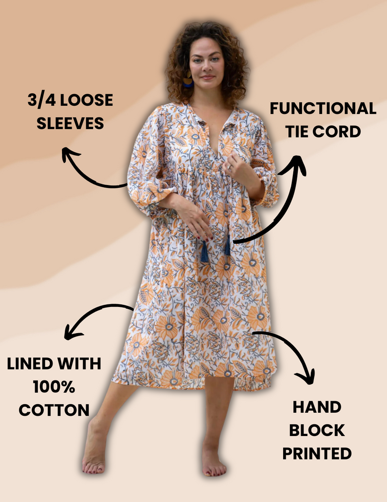 Maya Cotton Midi Dress ~ Daisy Bloom – MaxxyJae Eco Boutique